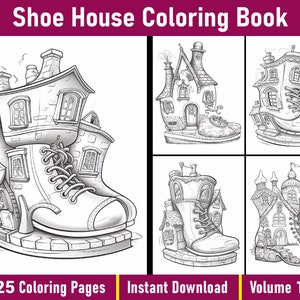 Shoe House Coloring Book | 25 Printable Fantasy Pages (PDF) - Etsy