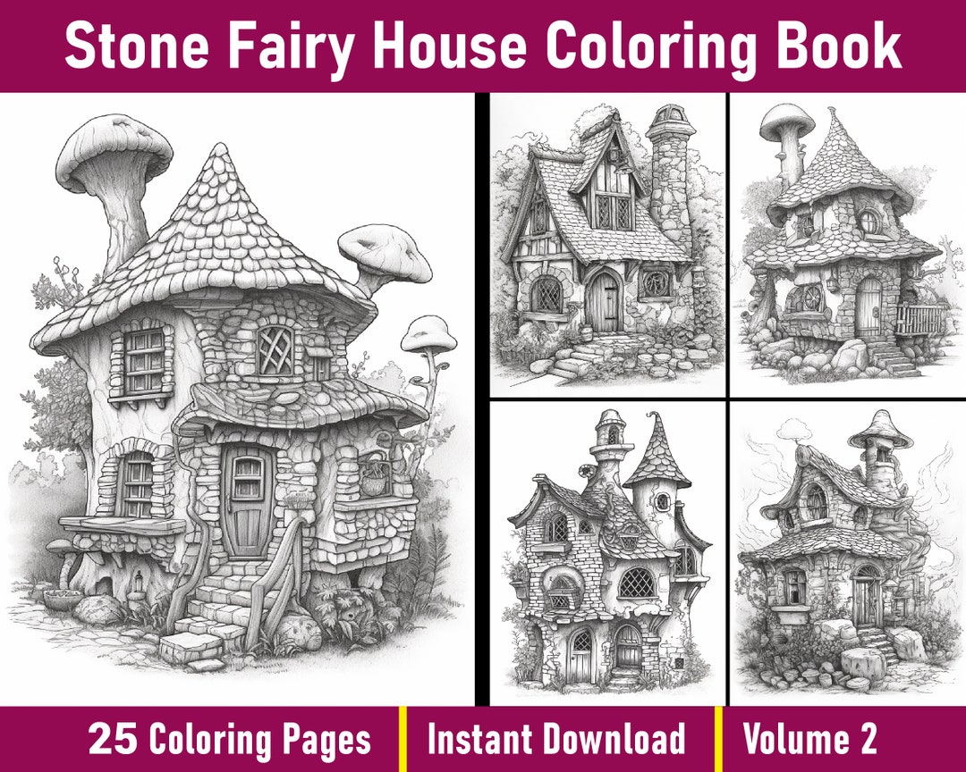Stone Fairy House Coloring Book Volume 2 Printable Adult Coloring Pages ...