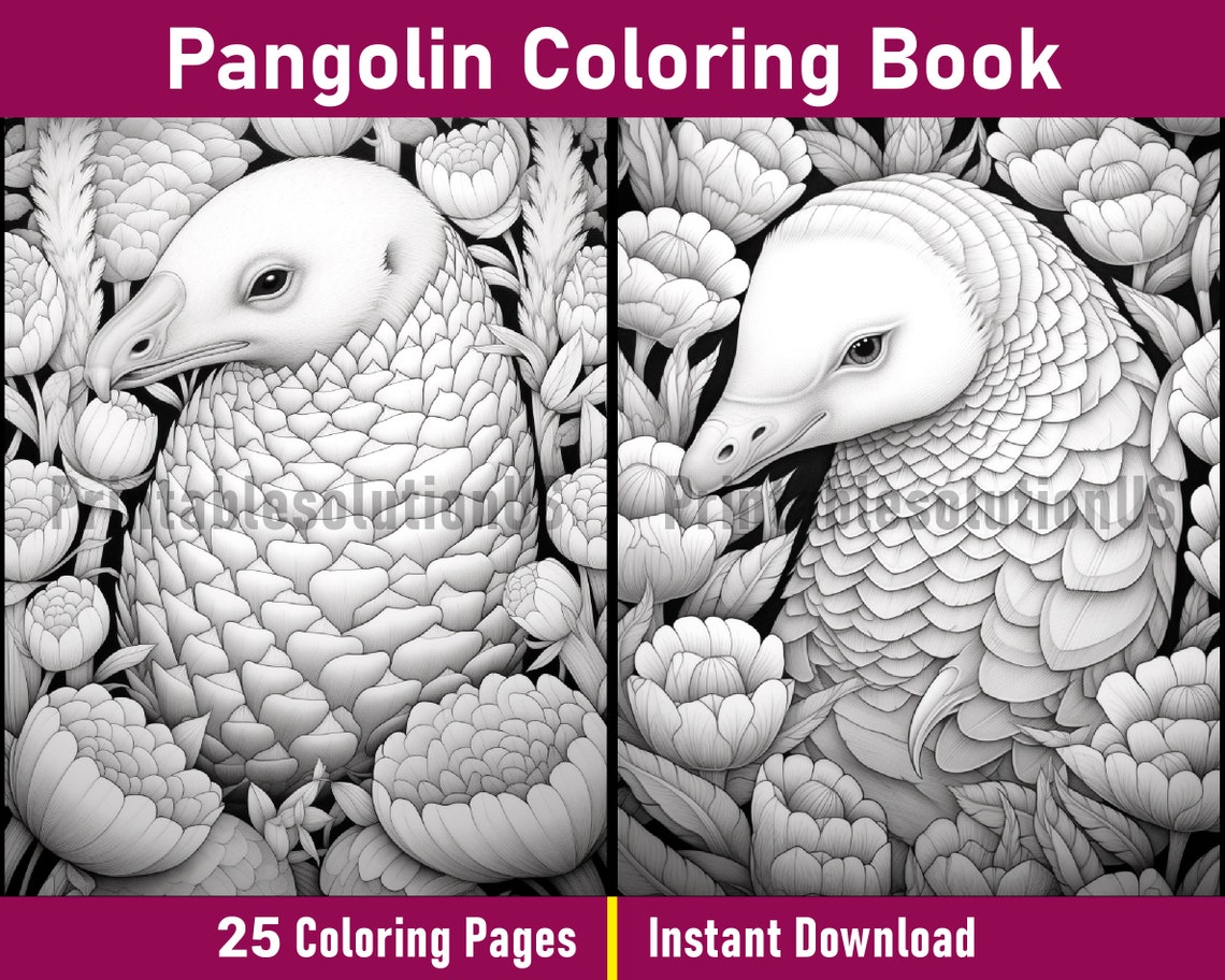 Pangolin Coloring Book Pages Vol-1 Printable Animal Coloring Pages ...