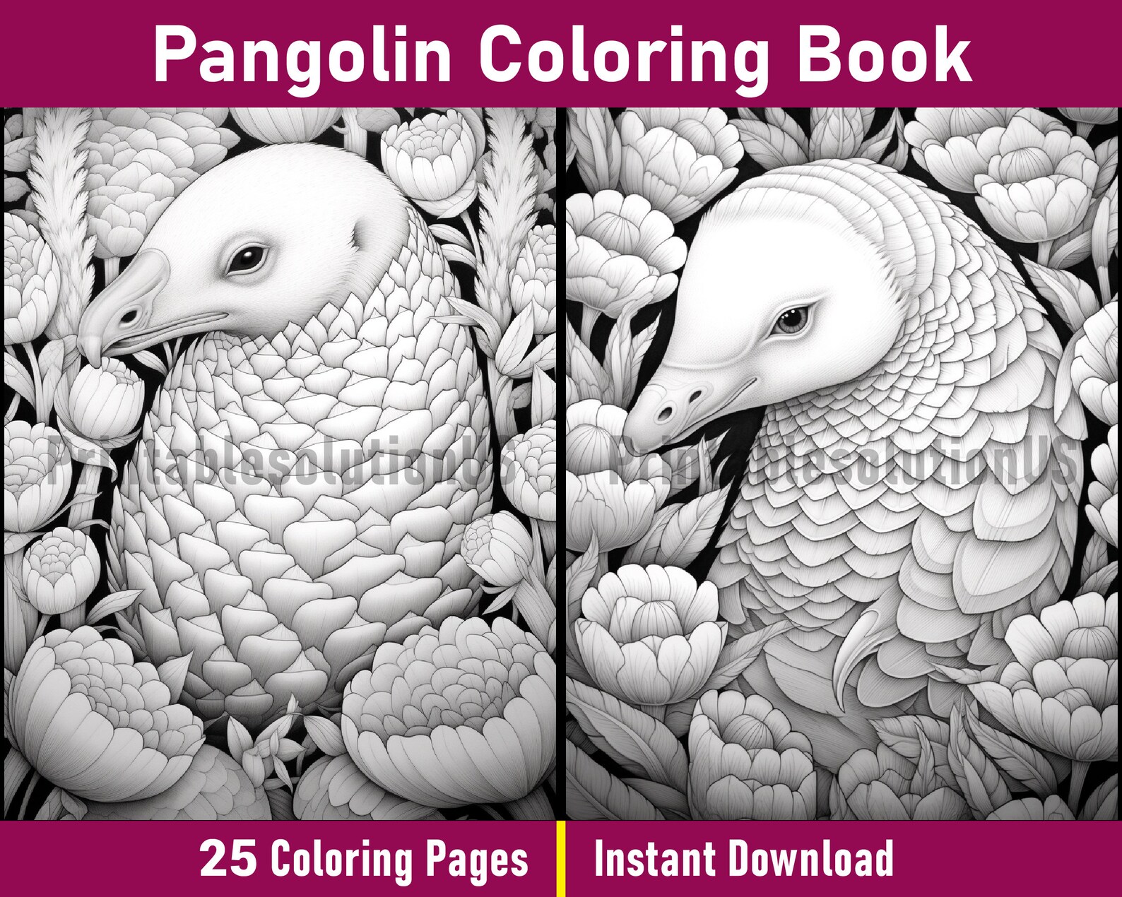 Pangolin Coloring Book Pages Vol-1 Printable Animal Coloring Pages ...