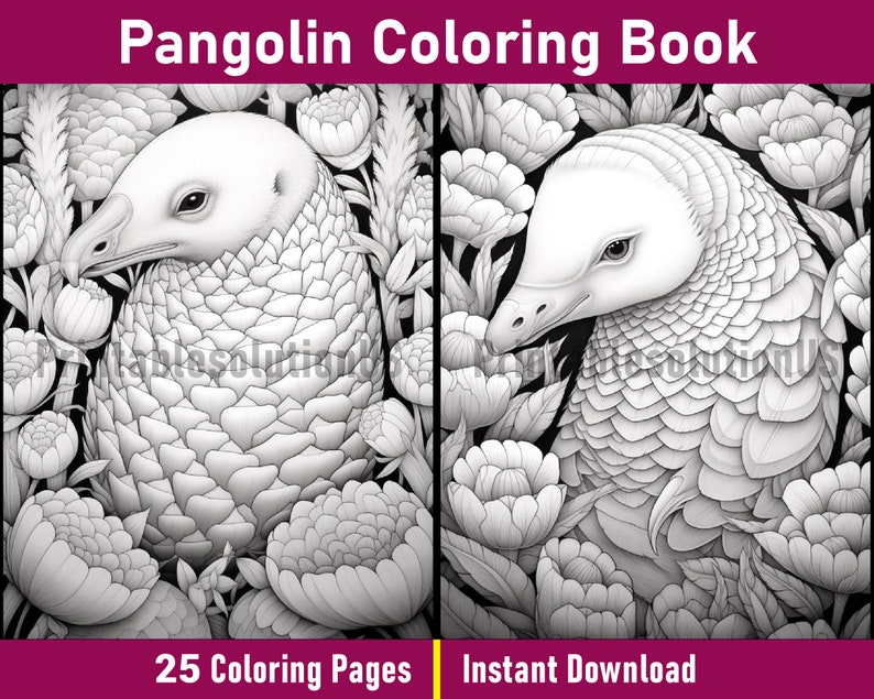 Pangolin Coloring Book Pages Vol-1 Printable Animal Coloring Pages ...