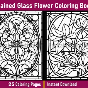Stained Glass Rose Coloring Book Vol-2 | Rose Flower Coloring Pages ...