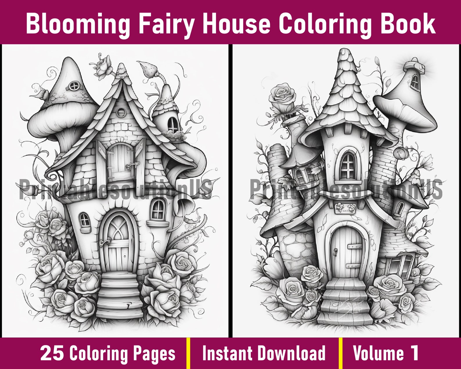 Blooming Fairy House Coloring Book Pages Vol-1 | Beautiful Girl ...