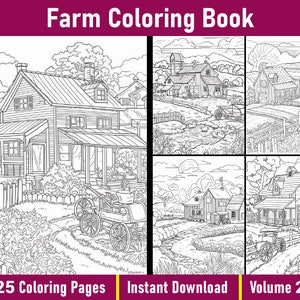 Farm Coloring Book Volume 2 | Farm Coloring Pages Printable | Grayscale ...