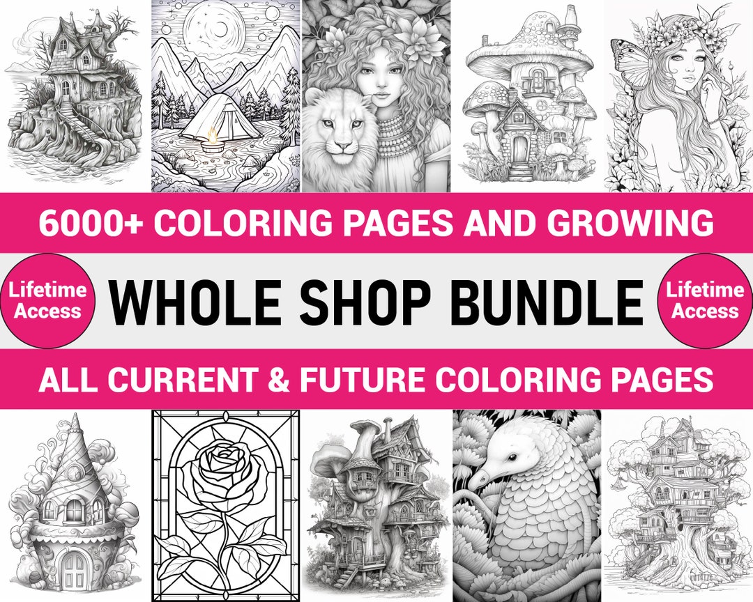 Coloring Pages Whole Shop Bundle | Coloring Pages Bundle | Grayscale ...