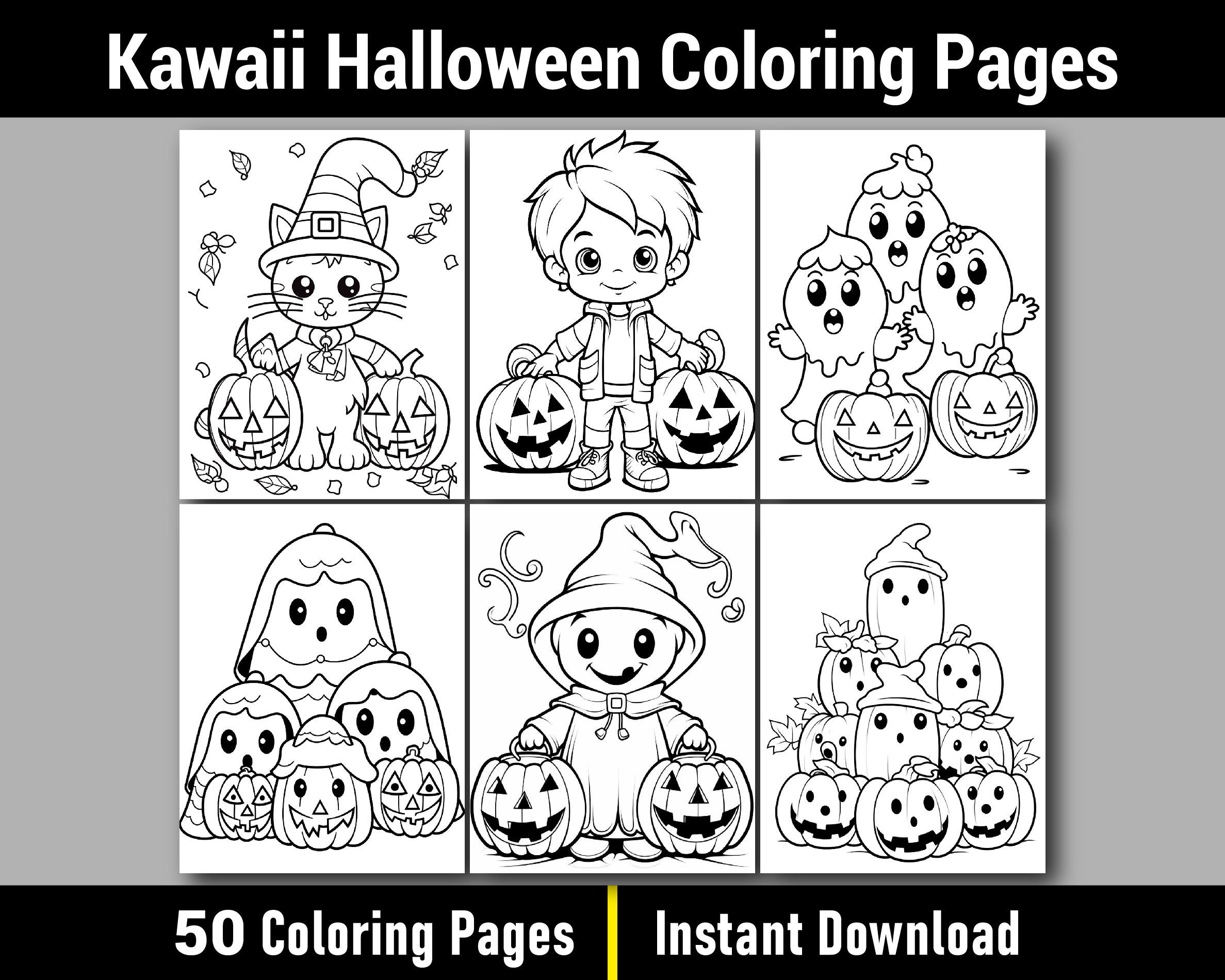 Kawaii Halloween Coloring Pages, Cute Coloring, Creepy Kawaii, Cute ...