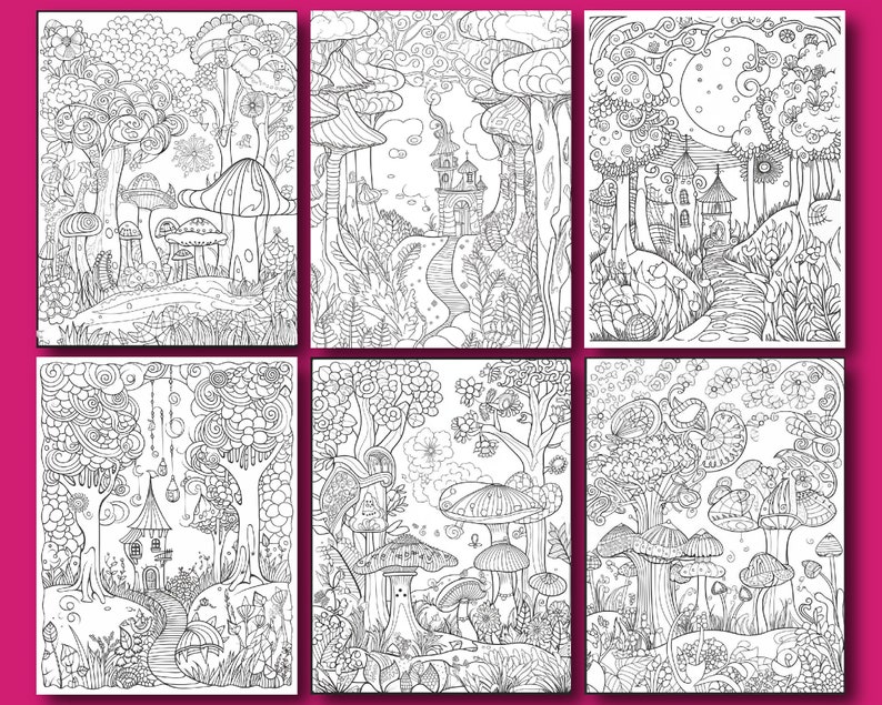 Enchanted Forest Coloring Book Volume 2 Mushroom Coloring - Etsy