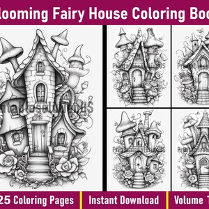 Blooming Fairy House Coloring Book Pages Vol-1 | Beautiful Girl ...