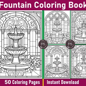 Fountain Coloring Pages | Beautiful Scene Coloring Book Printable ...