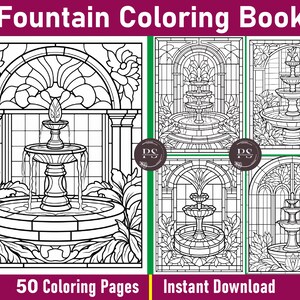 Fountain Coloring Pages | Beautiful Scene Coloring Book Printable ...