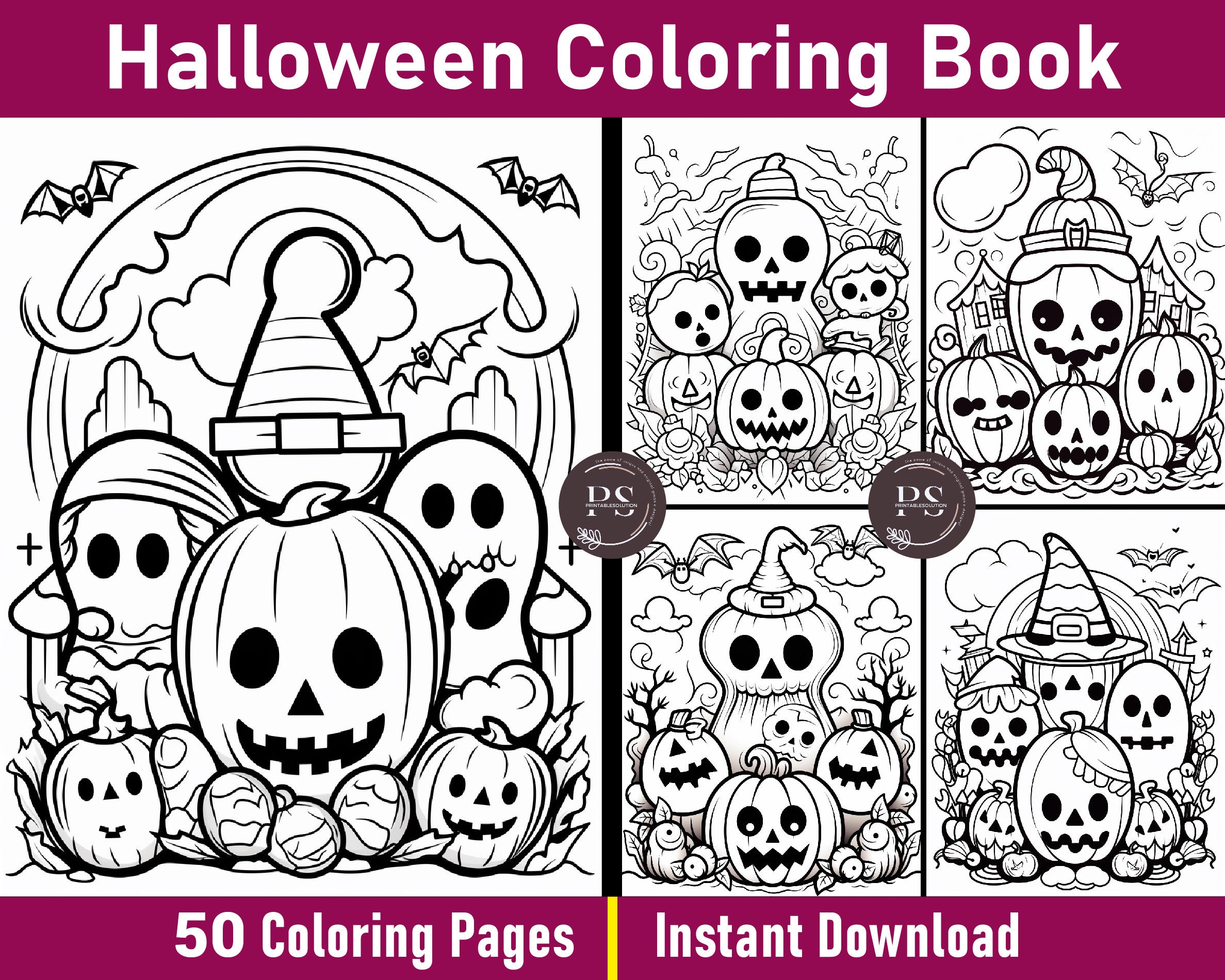 Halloween Coloring Page | Halloween Pumpkin Coloring Book for Adults ...