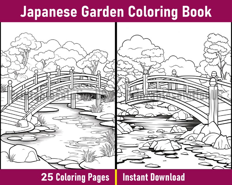 Japanese Garden Coloring Book Pages Printable Bridge Coloring Pages ...