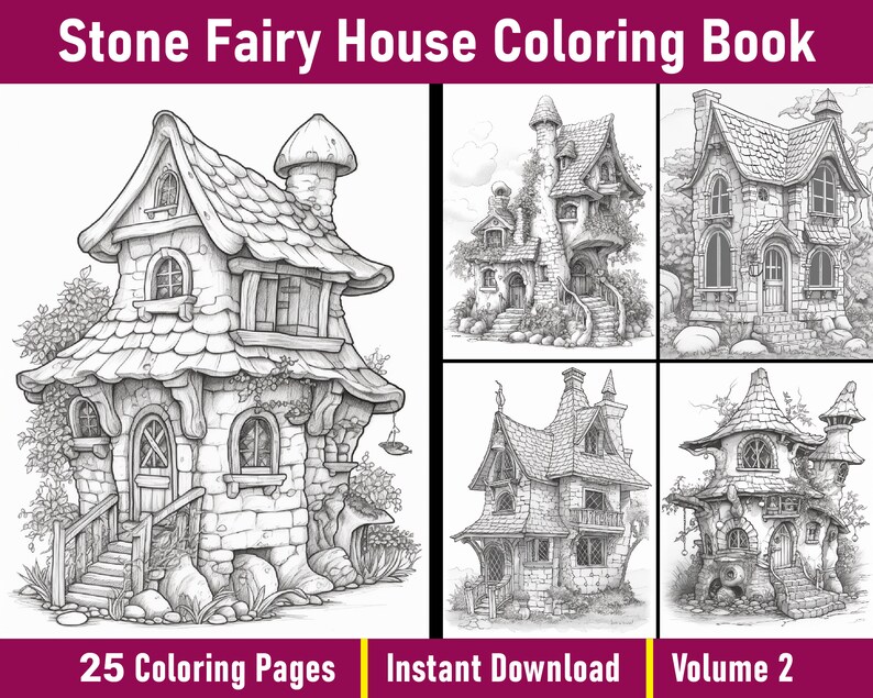 Stone Fairy House Coloring Book Volume 2 Printable Adult Coloring Pages ...