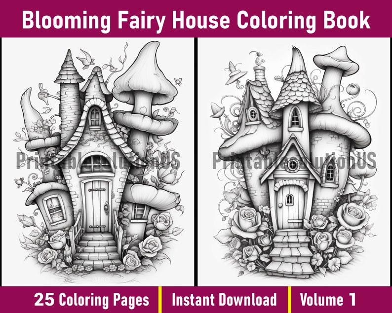 Blooming Fairy House Coloring Book Pages Vol-1 | Beautiful Girl ...