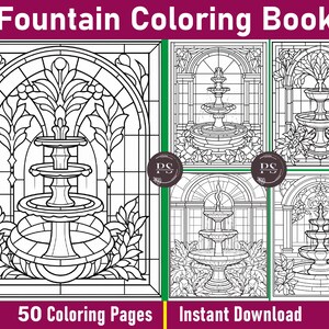 Fountain Coloring Pages | Beautiful Scene Coloring Book Printable ...