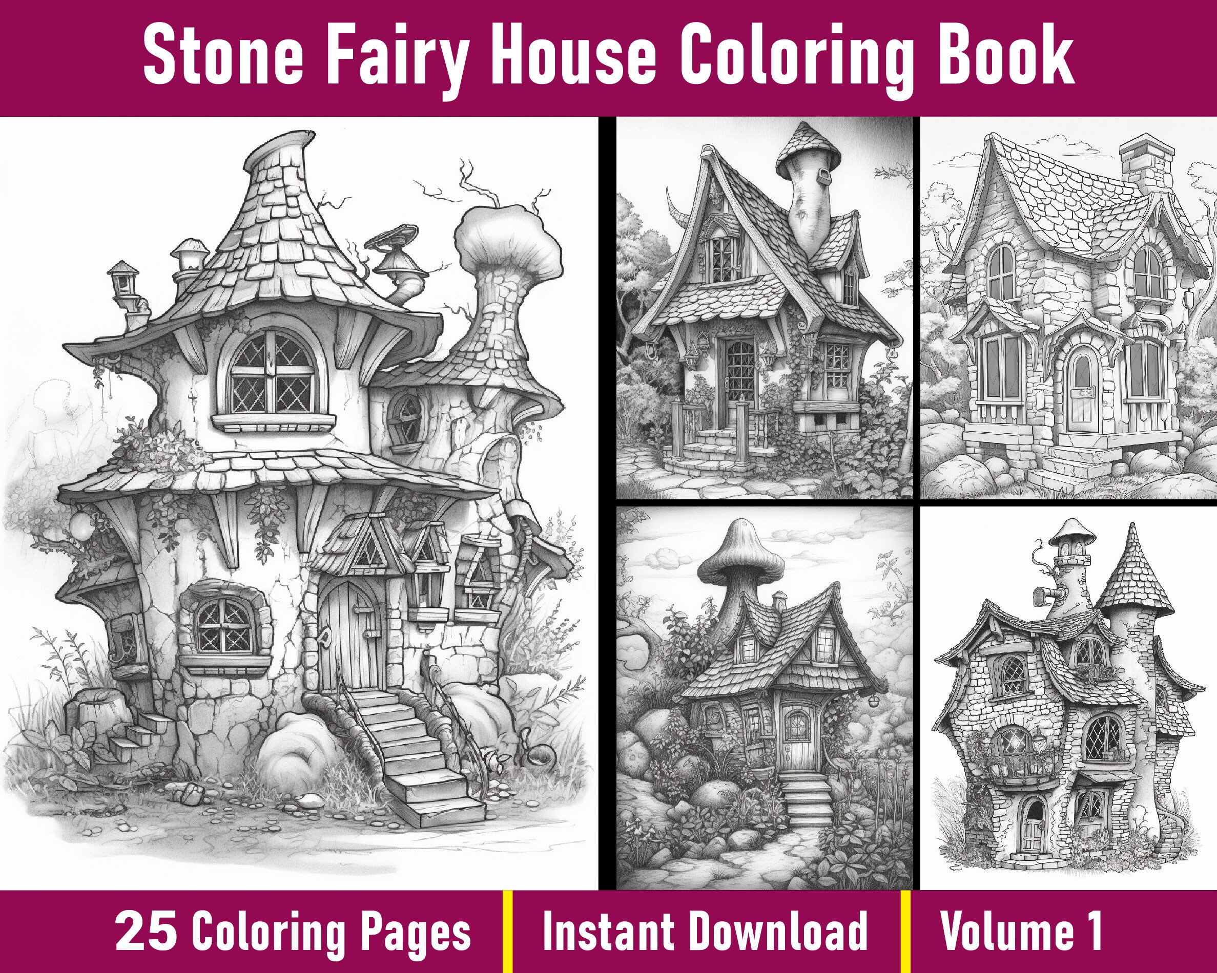 Stone Fairy House Coloring Book Volume 1 Printable Adult - Etsy