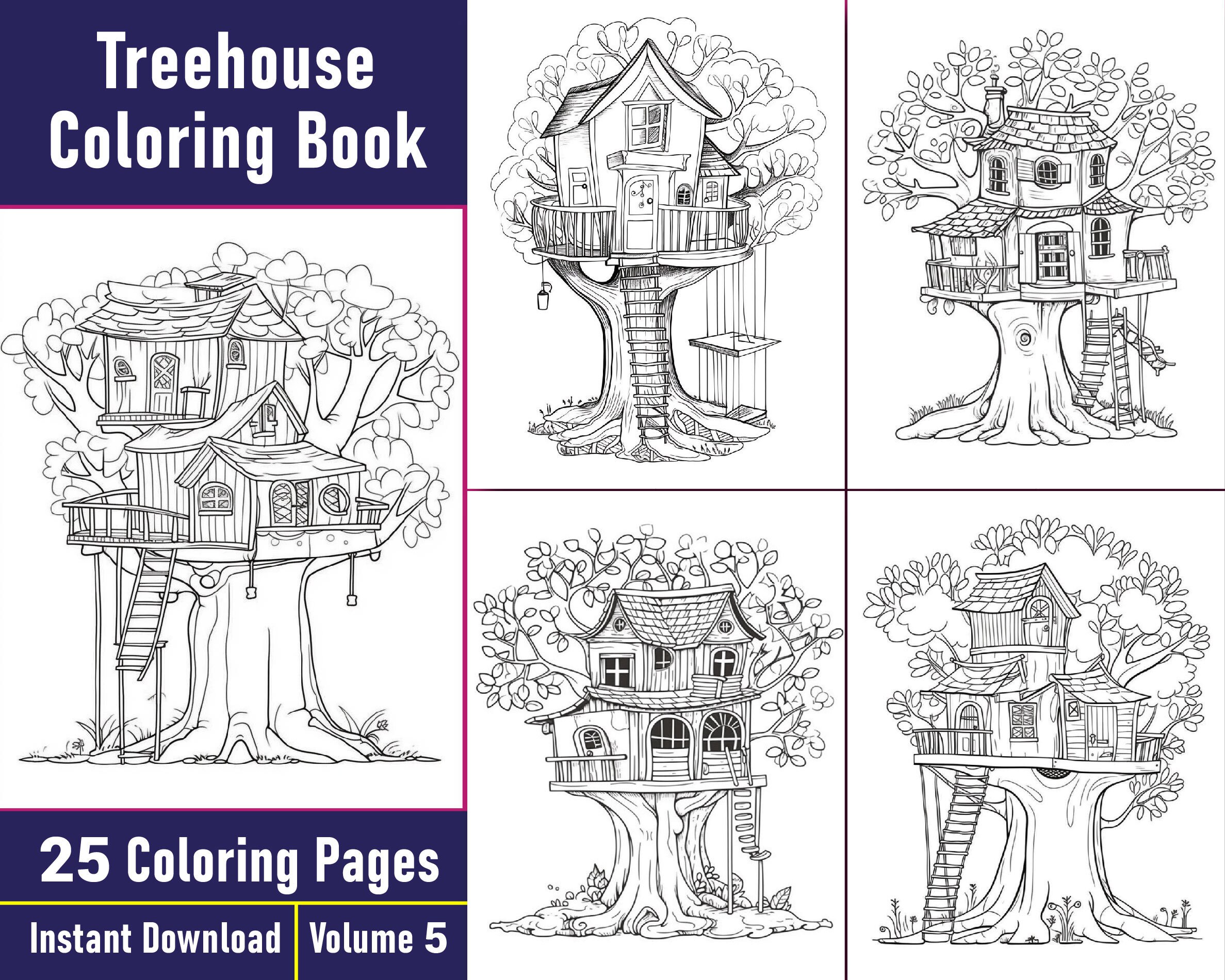 Treehouse Coloring Book Volume 5 | Enchanted Treehouse Coloring Pages ...