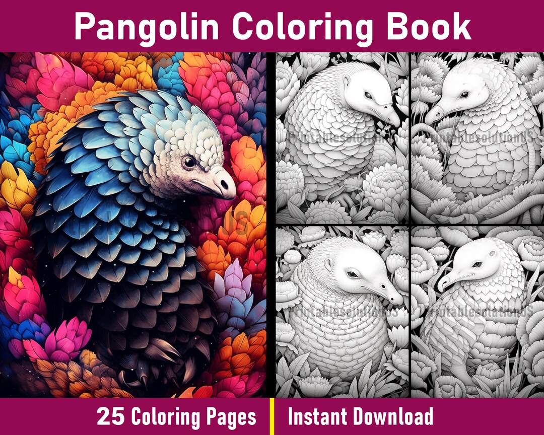 Pangolin Coloring Book Pages Vol-1 Printable Animal Coloring Pages ...
