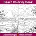 Beach Coloring Book | Printable Summer Coloring Pages | Black and White ...