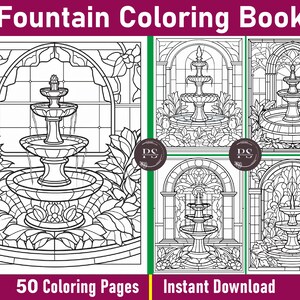 Fountain Coloring Pages | Beautiful Scene Coloring Book Printable ...