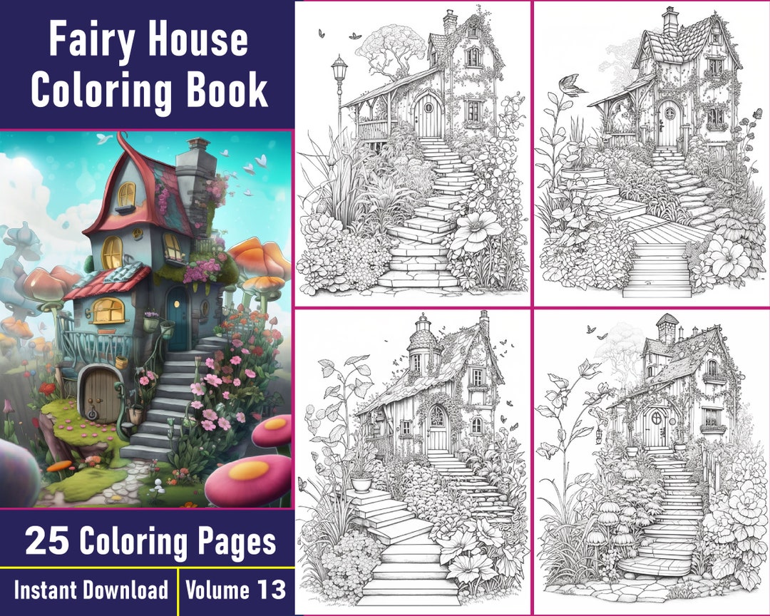 Fairy House Coloring Book Volume 13 | Printable Adult Coloring Pages ...