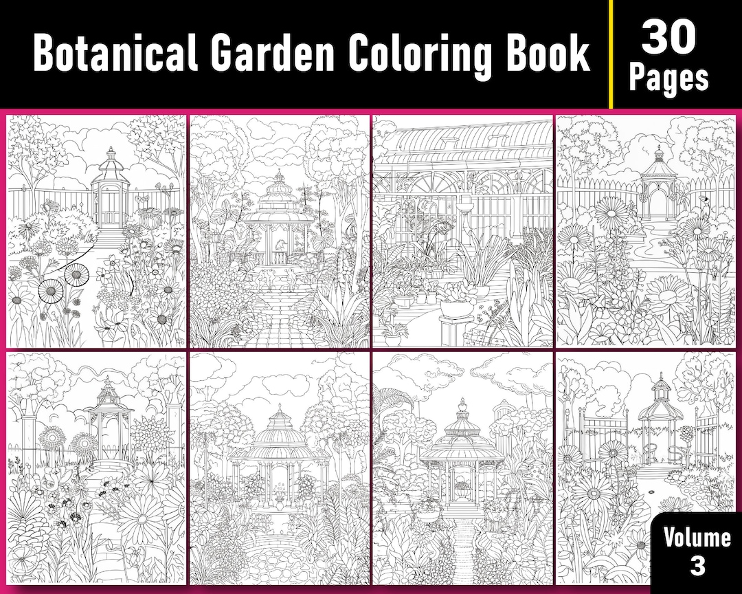 Botanical Garden Coloring Book Volume 3 Botanical Coloring Book Gardens ...