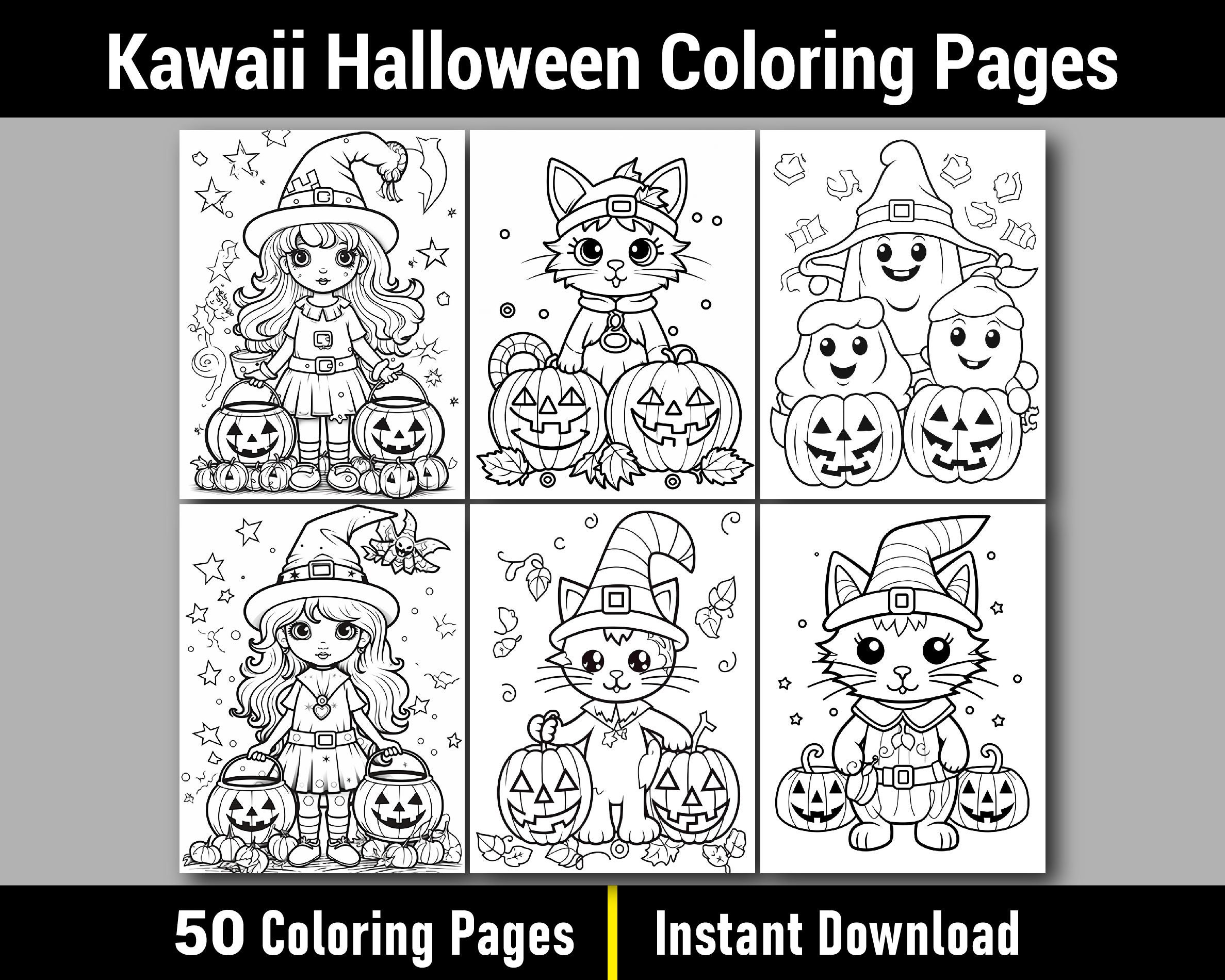 Kawaii Halloween Coloring Pages, Cute Coloring, Creepy Kawaii, Cute ...