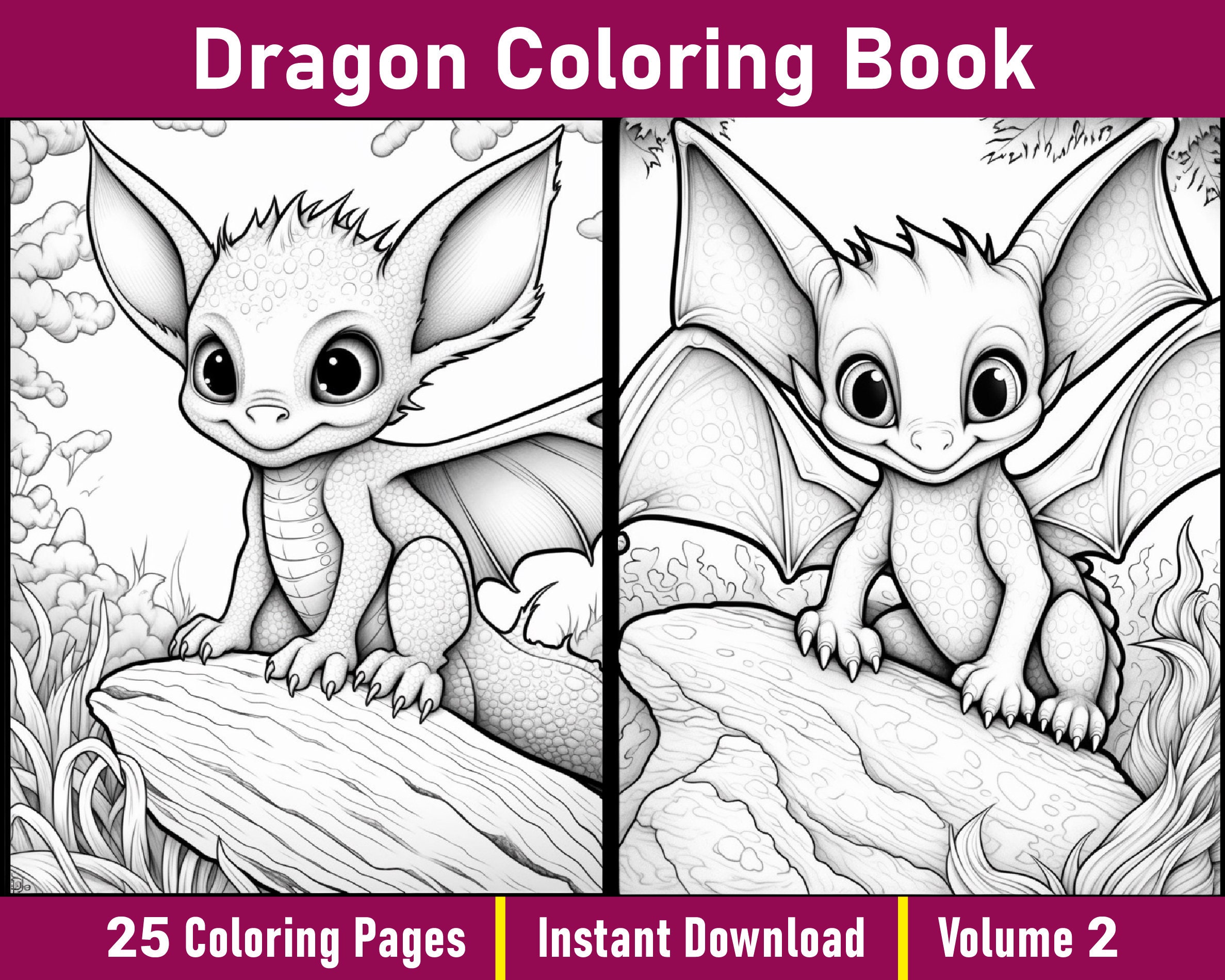 Dragon Coloring Book Vol-2 Cute Baby Dragon Coloring Pages - Etsy