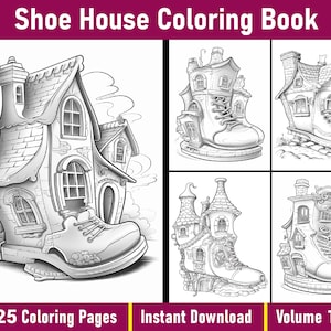 Shoe House Coloring Book | 25 Printable Fantasy Pages (PDF) - Etsy
