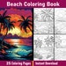 Beach Coloring Book | Printable Summer Coloring Pages | Black and White ...