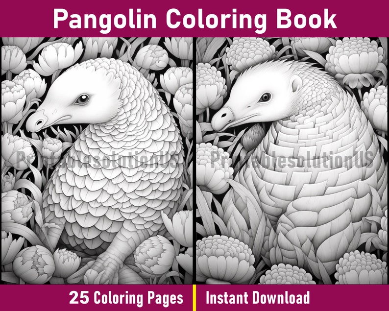 Pangolin Coloring Book Pages Vol-1 Printable Animal Coloring Pages ...