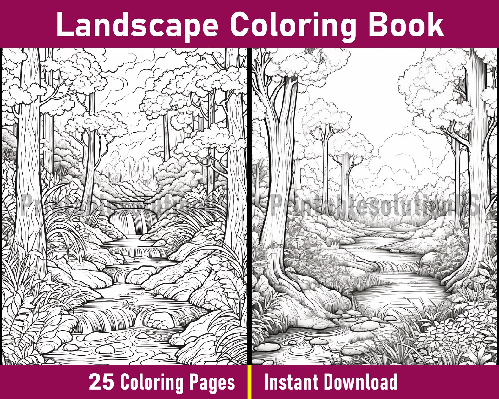 Landscape Coloring Book Printable Landscape Coloring Pages - Etsy