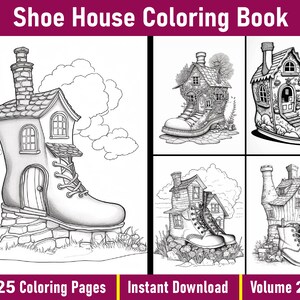 Shoe House Coloring Book | Whimsical Boot Homes, Volume 2 (printable ...