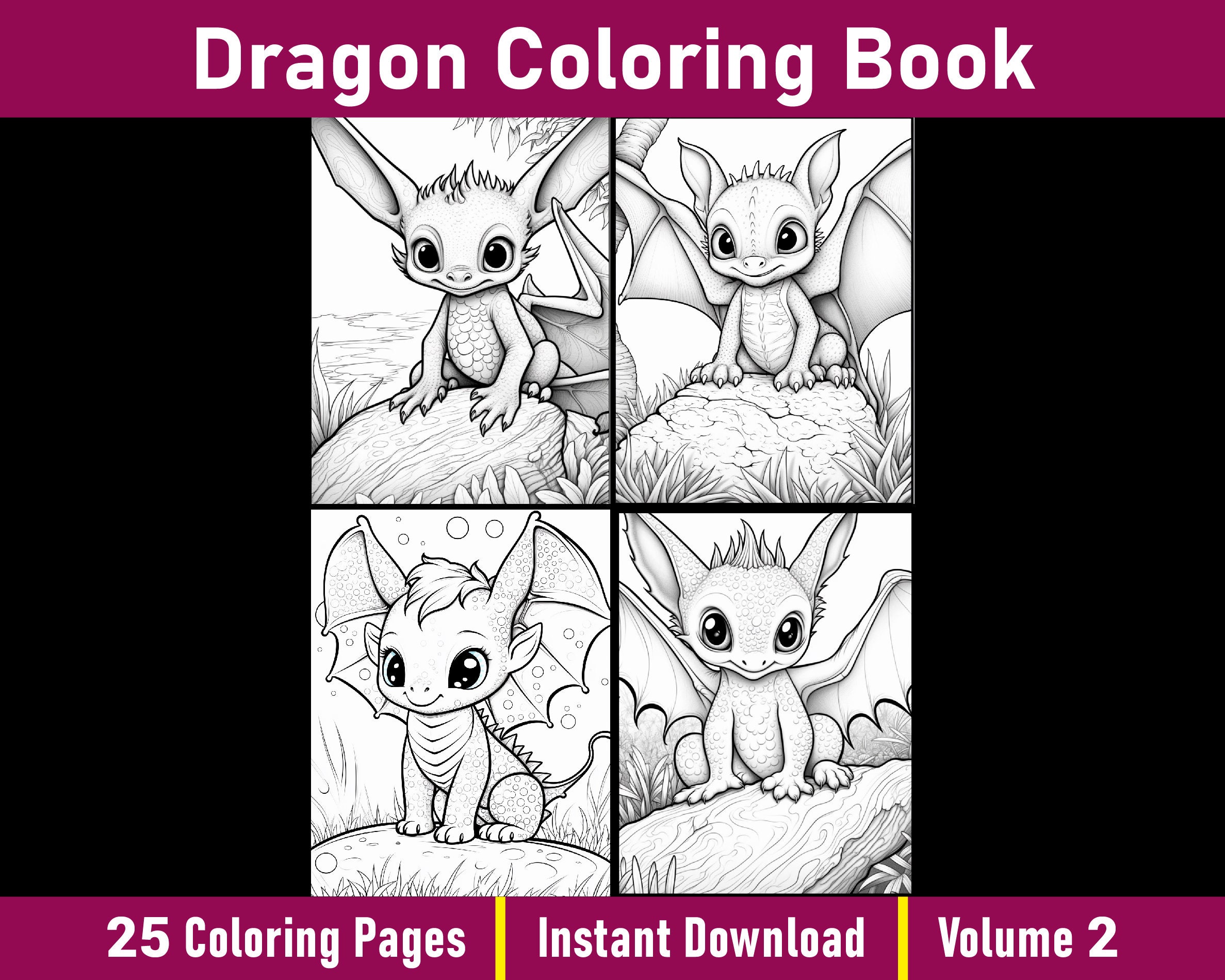 Dragon Coloring Book Vol-2 Cute Baby Dragon Coloring Pages - Etsy