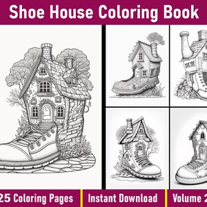 Shoe House Coloring Book | Whimsical Boot Homes, Volume 2 (printable ...