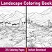 Landscape Coloring Book | 25 Black and White Forest Designs (printable ...