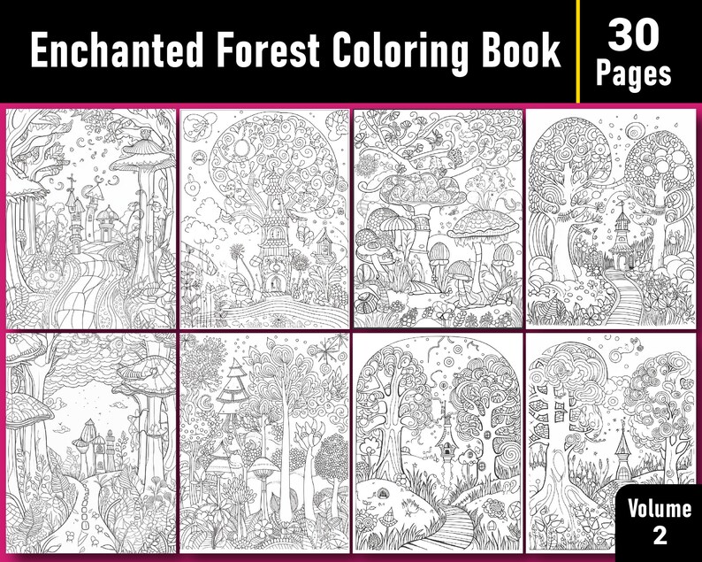 Enchanted Forest Coloring Book Volume 2 Mushroom Coloring - Etsy