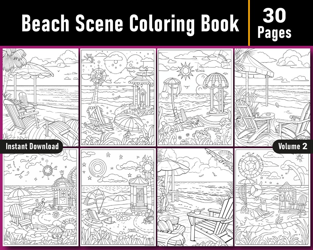 Beach Coloring Pages Volume 2 Summer Coloring Sheets Printable Coloring ...
