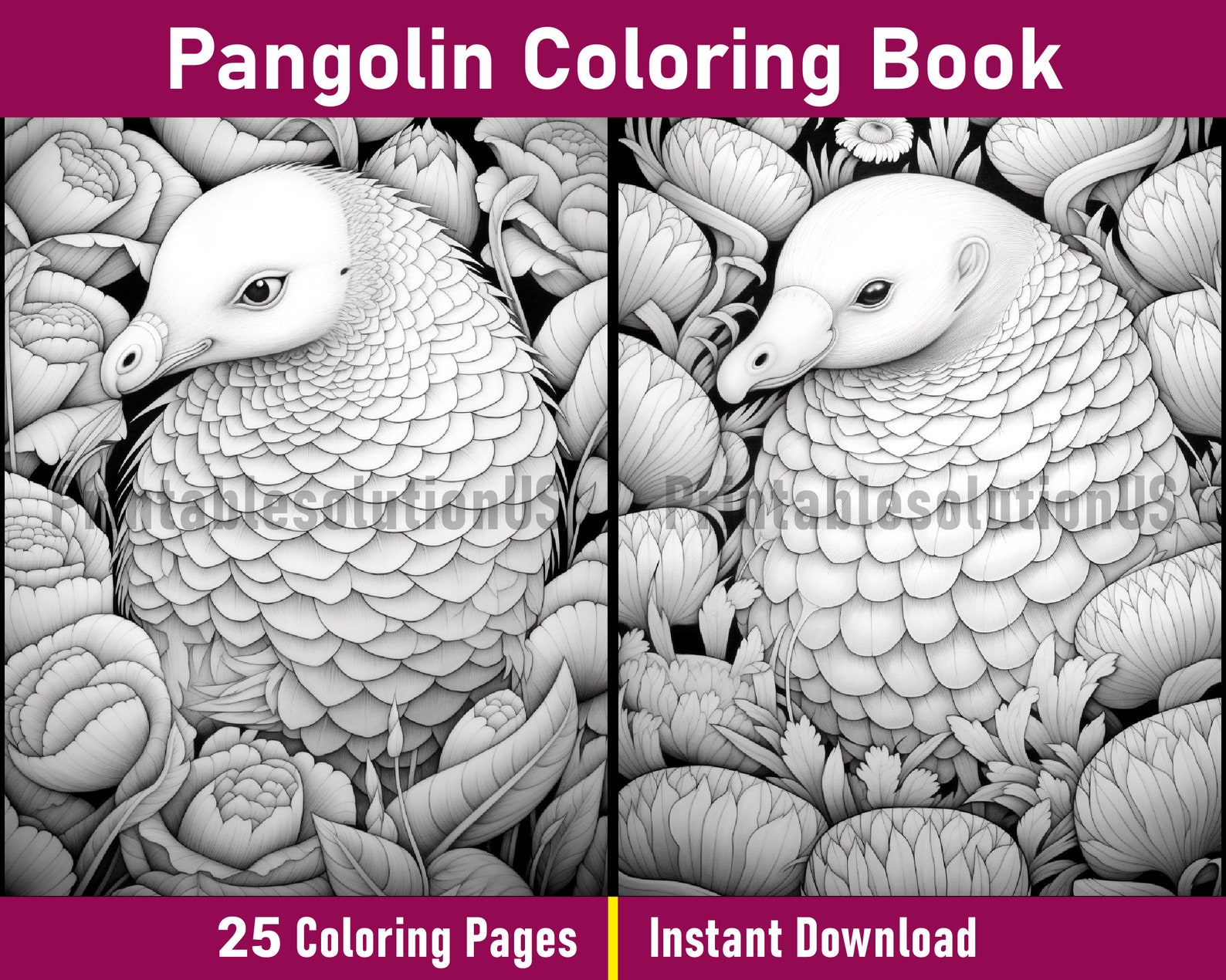 Pangolin Coloring Book Pages Vol-1 Printable Animal Coloring Pages ...