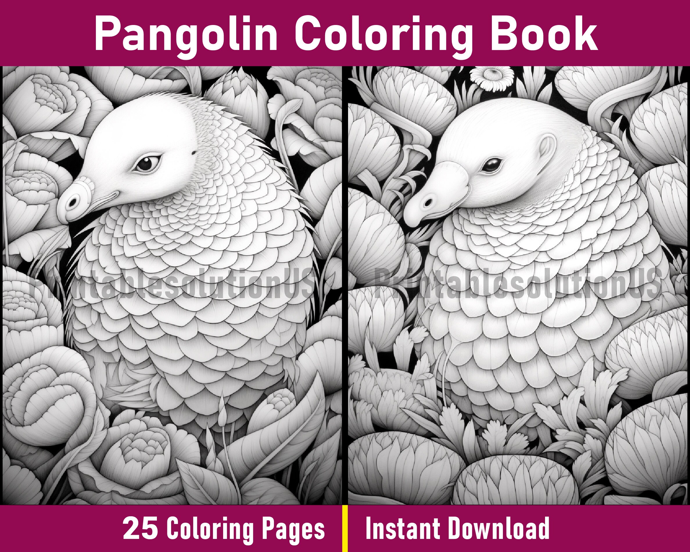 Pangolin Coloring Book Pages Vol-1 Printable Animal Coloring Pages ...