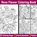 Rose Coloring Book | 25 Floral Pages, Grayscale for Adults (PDF File ...