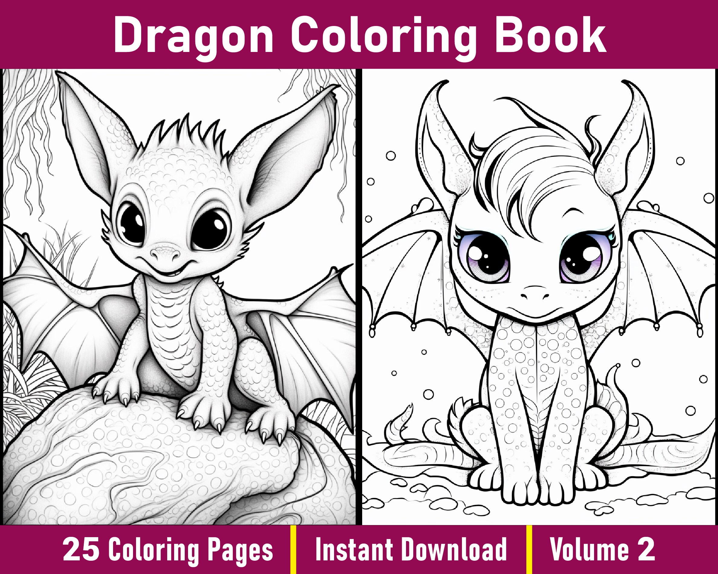 Dragon Coloring Book Vol-2 Cute Baby Dragon Coloring Pages - Etsy