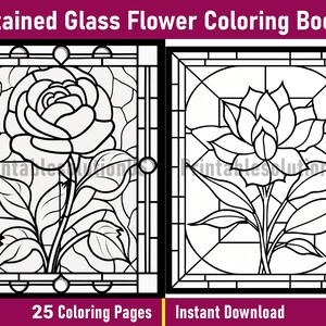 Stained Glass Rose Coloring Book Vol-2 | Rose Flower Coloring Pages ...