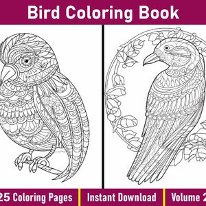 Bird Coloring Book Volume 2 Animal Coloring Pages Printable Parrot Bird ...