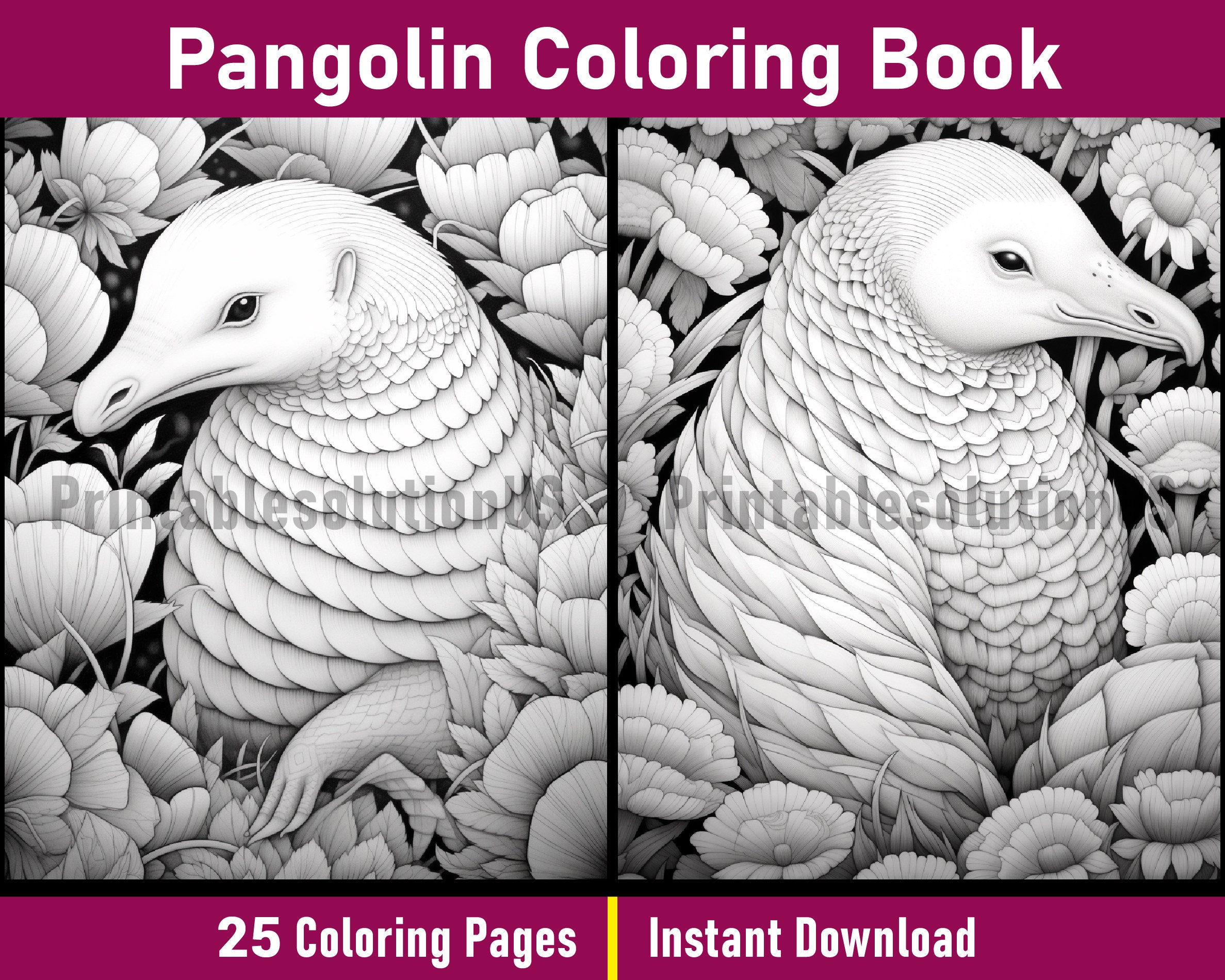 Pangolin Coloring Book Pages Vol-1 Printable Animal Coloring Pages ...