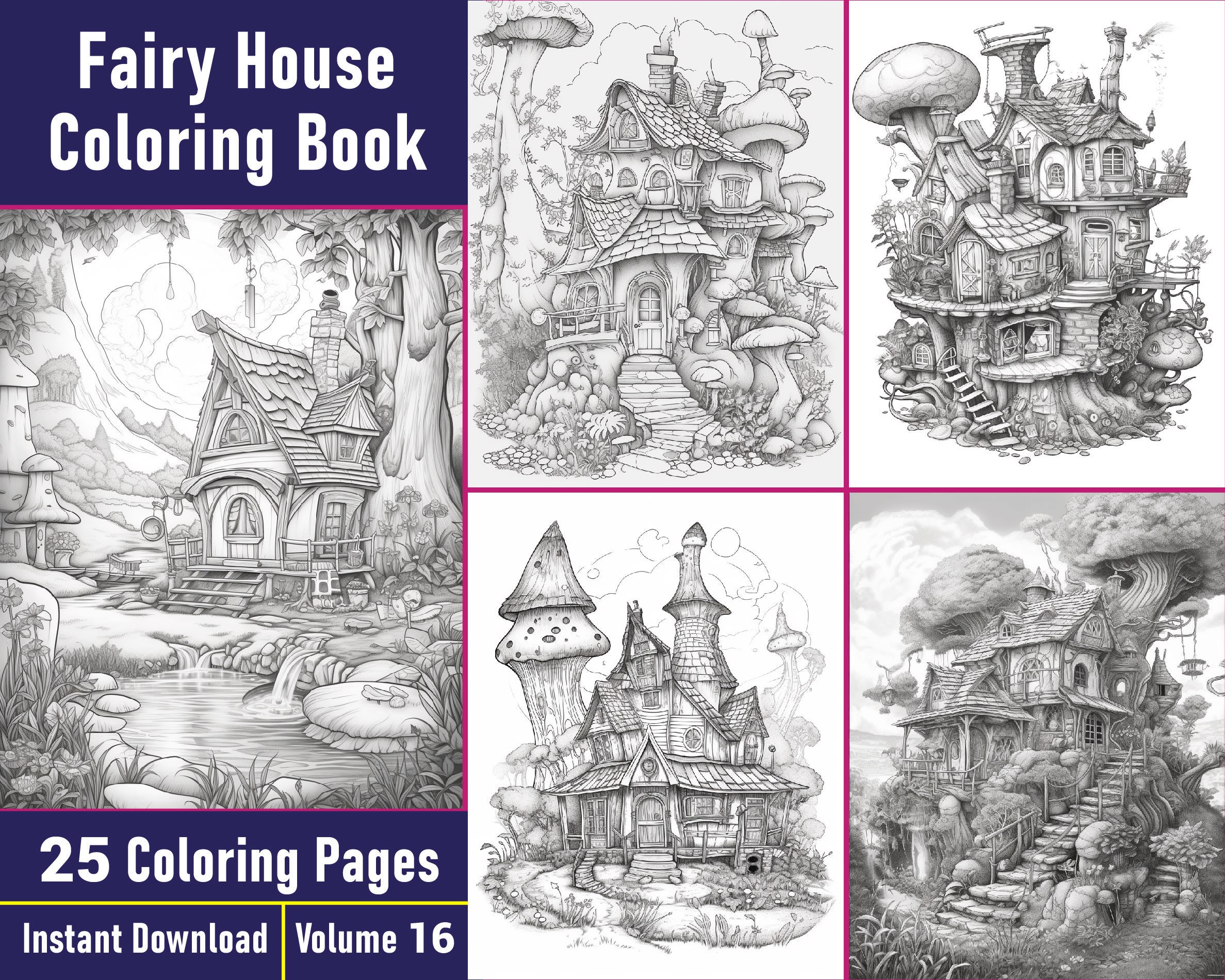 Fairy House Coloring Book Volume 16 Printable Adult Coloring Pages ...