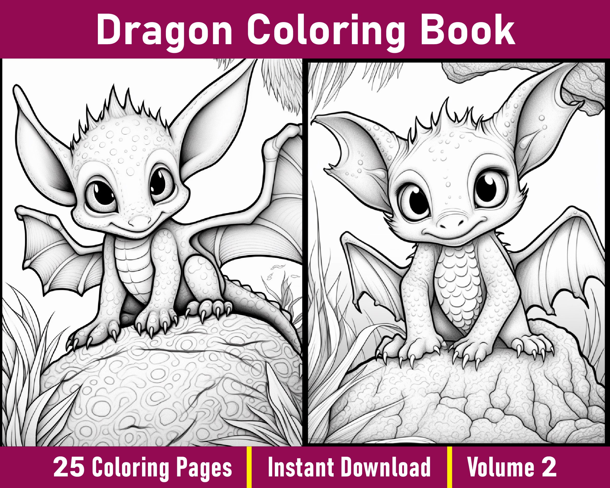 Dragon Coloring Book Vol-2 Cute Baby Dragon Coloring Pages - Etsy