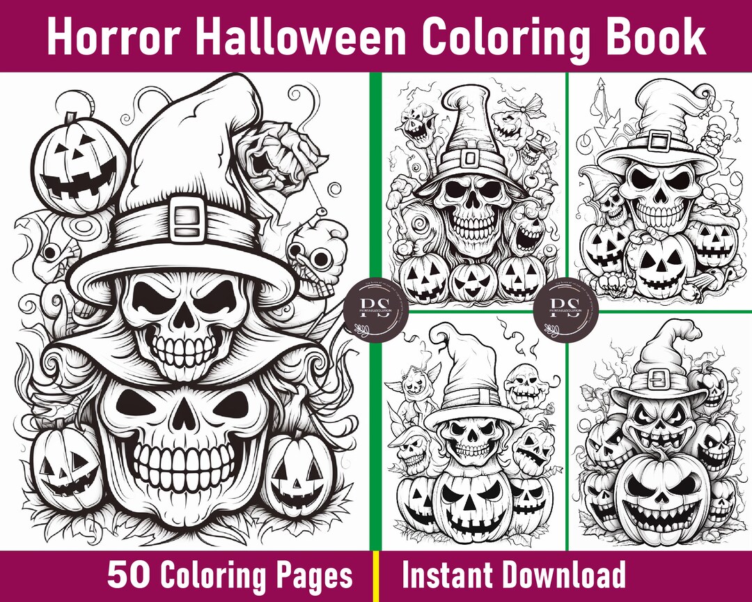 Horror Coloring Pages for Adults and Kids | Halloween Coloring Pages ...