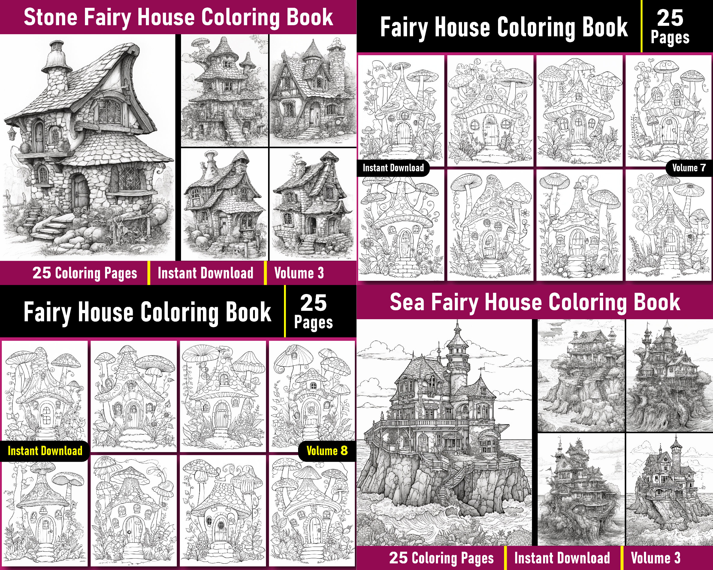 700+ Fairy House Coloring Pages Bundle | Fairy Home Coloring Book ...