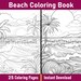 Beach Coloring Book | Printable Summer Coloring Pages | Black and White ...
